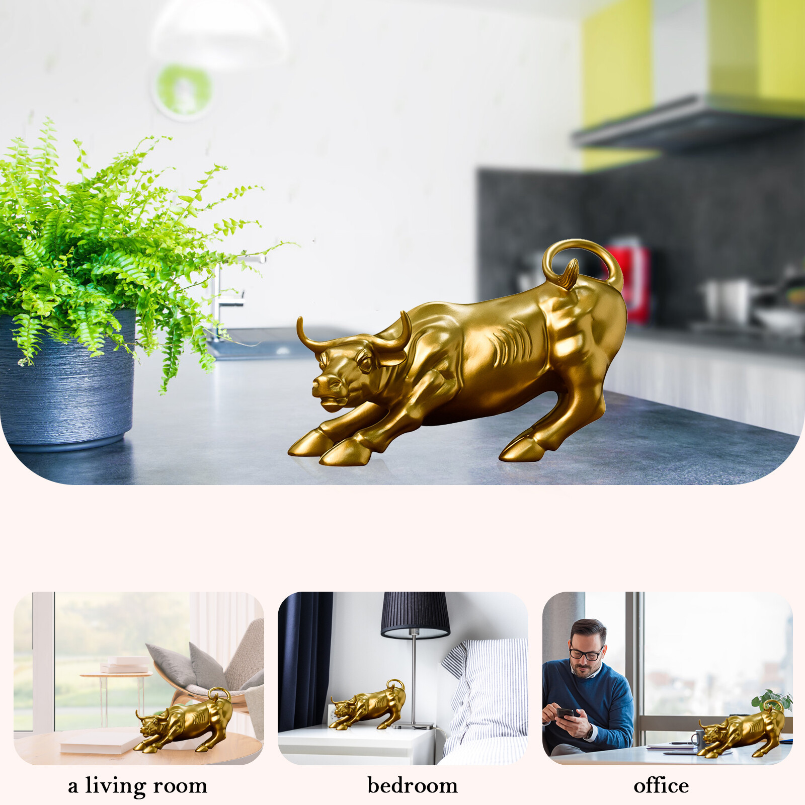 Resin Desk Decorative Bull Figurine Collections Christmas Gifts for ...