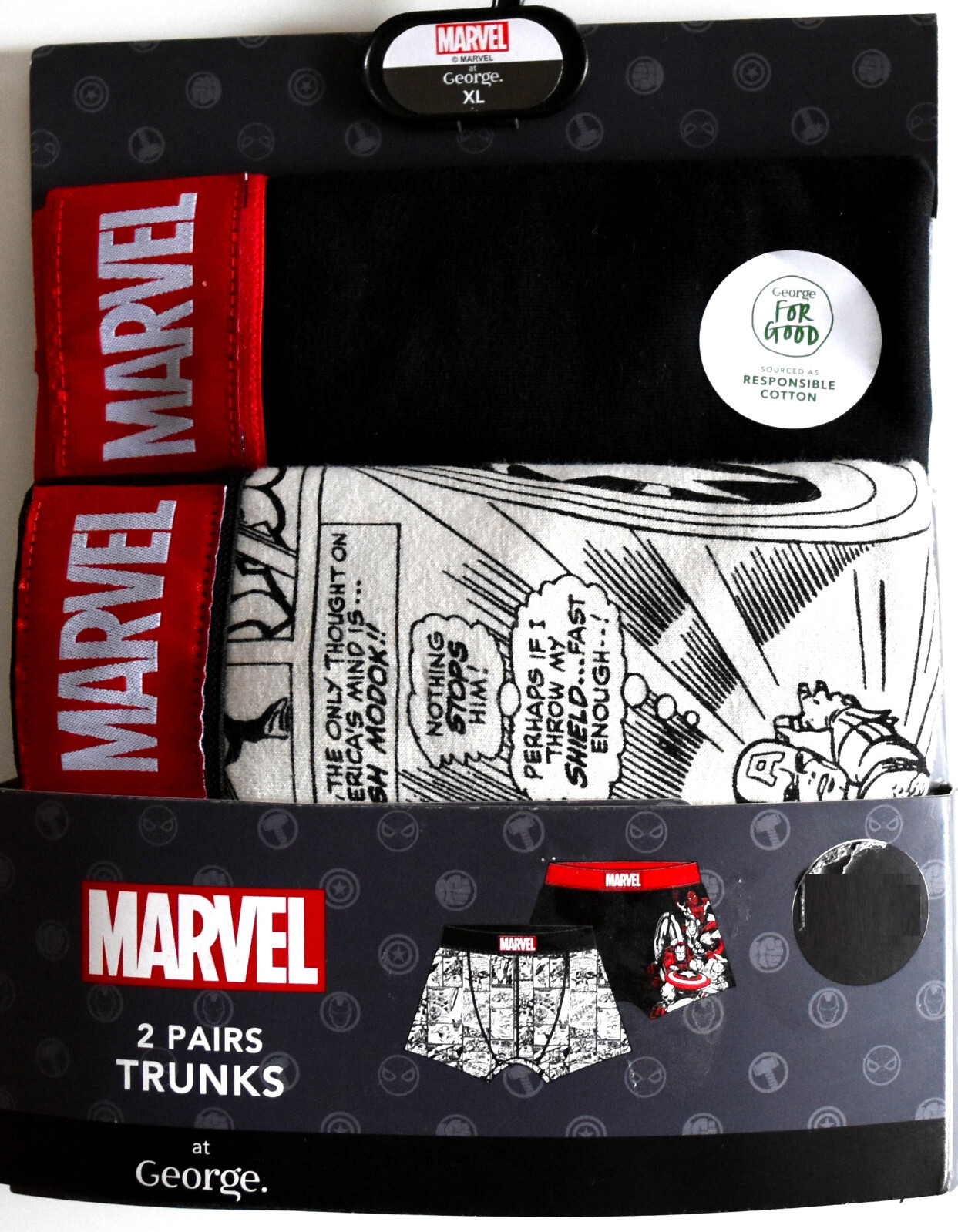 MARVEL Pants 2 Pack COMIC THOR SPIDERMAN Mens Underwear Boxer UK Only ...
