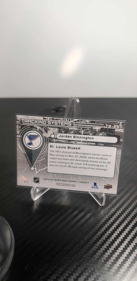 2025-26 upper deck serie 1 / TRACKING SYSTEMS / jordan binnington #TS ...