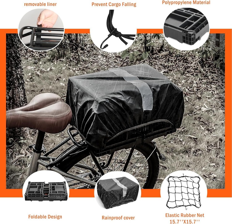 Foldable Bike Rear Basket, Rear Bicycle Cargo Rack, Ebike Storage ...
