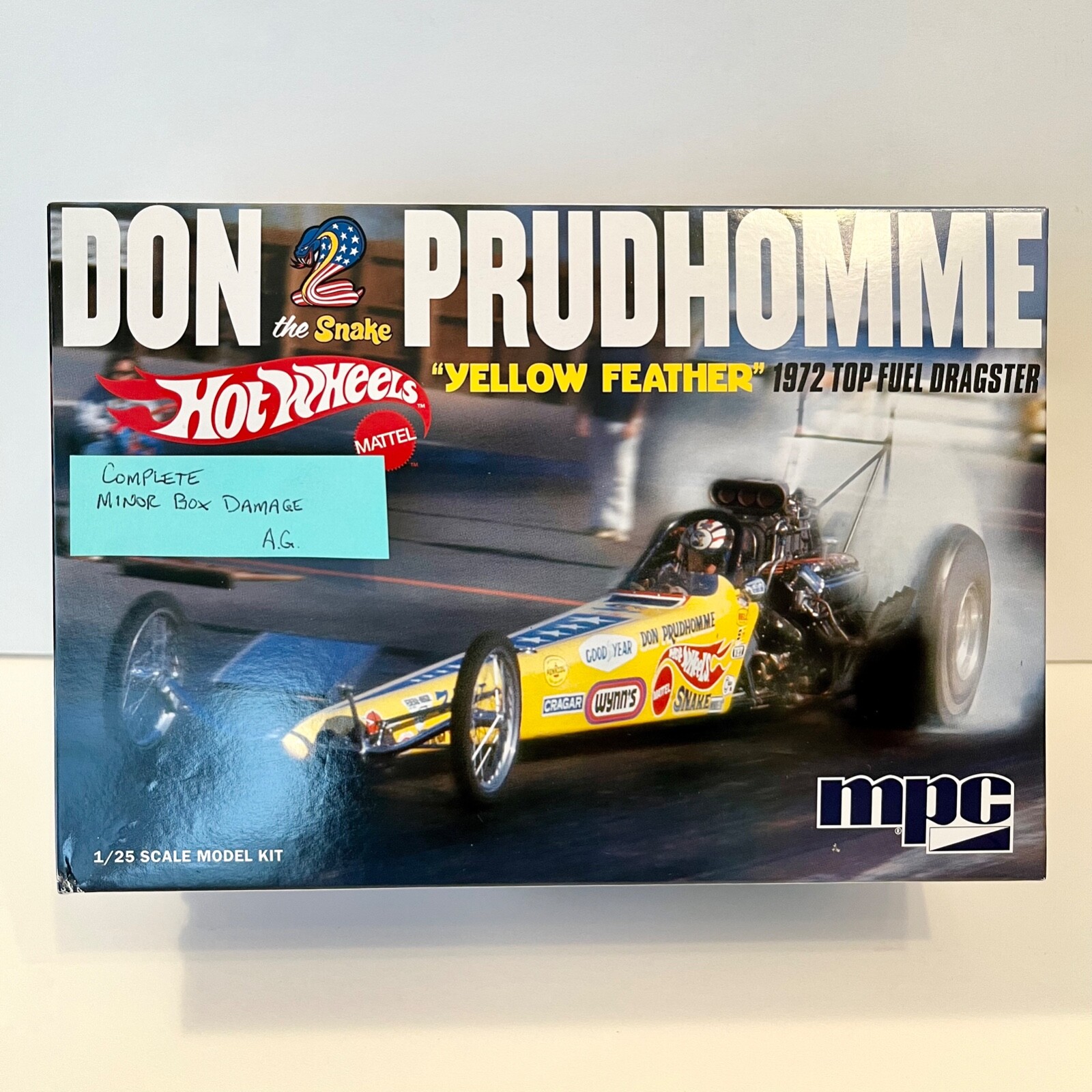 MPC 1:25 Don Prudhomme SNAKE "Yellow Feather" 1972 Top Fuel Dragster # ...