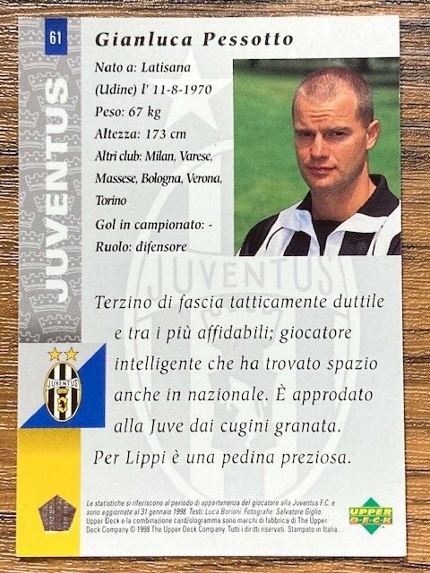 1998 Upper Deck Juventus F.C. - Uomini In Bianconero #61 Gianluca ...