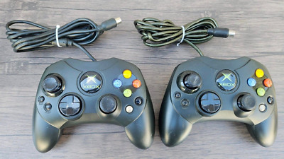 LOT OF 2 Original Xbox Black Controller S OEM (KNOBS HAVE DAMAGE) T51 ...