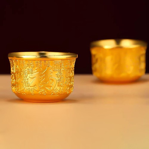 NEW Brass Serving Bowl Cup Chinese Ritual Buddhist Offering Water Bowl ...
