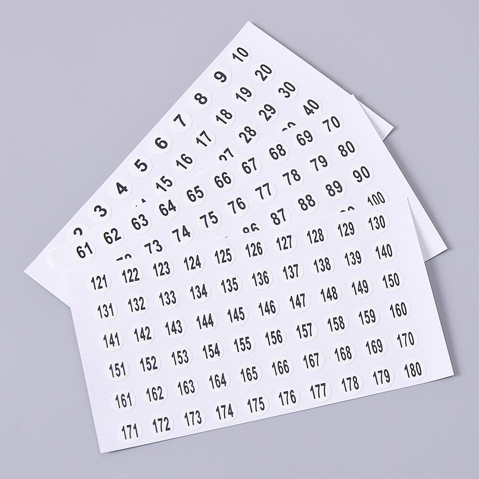 6mm White Round Number Dot Adhesive Stickers Marks Label Tags ...