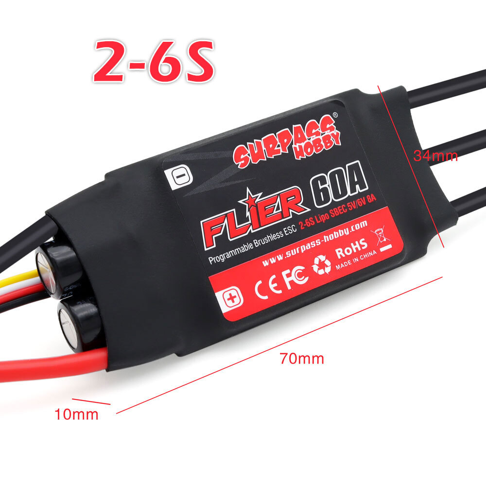 SURPASS HOBBY Brushless ESC 2-6S with Switchable BEC for RC Fixed-wing ...
