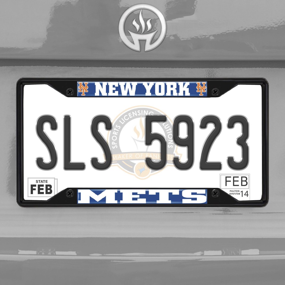 Brand New MLB New York Mets Premium Black Metal Auto License Plate ...