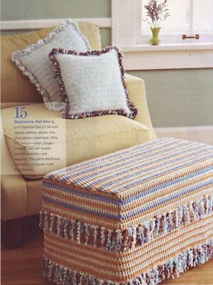 Fringed Ottoman Cover and Pillows Crochet Pattern Instructions | eBay