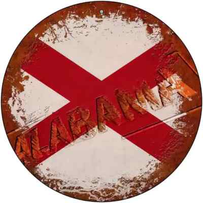 Alabama Stamped Flag 12" Circle Metal Sign | eBay