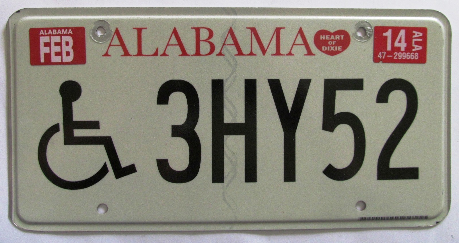 Alabama 2014 HANDICAPPED License Plate HIGH QUALITY # 3HY52 | eBay