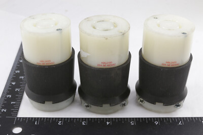 (3) Hubbell HBL2433 Twist Lock 20A 480VAC 3-Phase Receiver Plug End ...