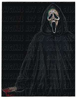Ghostface Scream Wes Craven Horror Orig Fan Illus Print C. Gelsi 8.5x11 ...