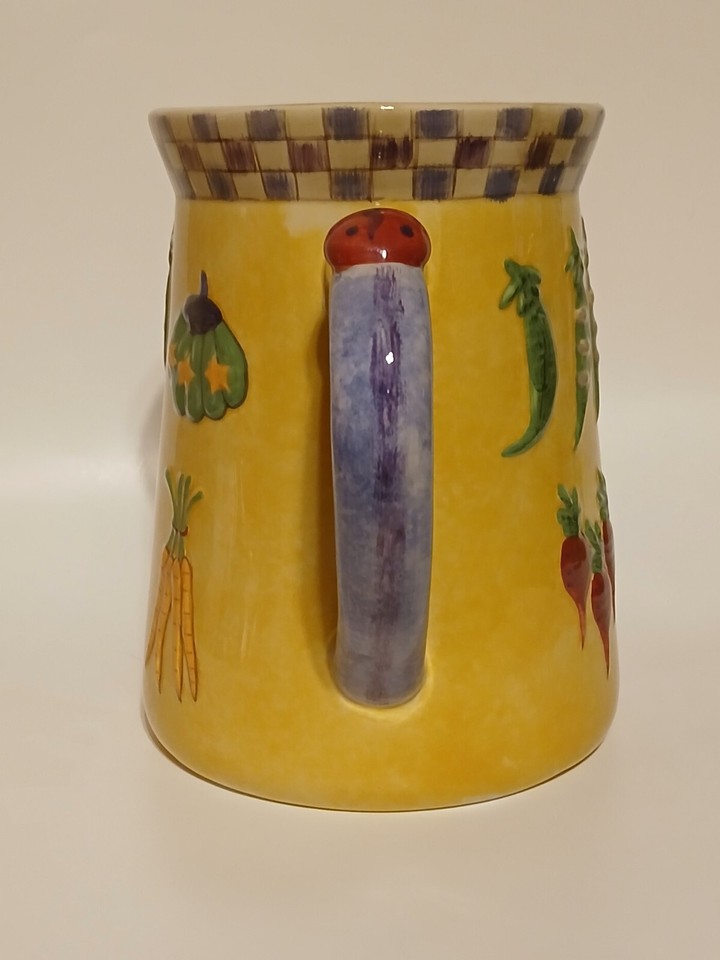 Ladybug Handle Yellow Ceramic Studio Nova Pitcher Summertime Embossed ...