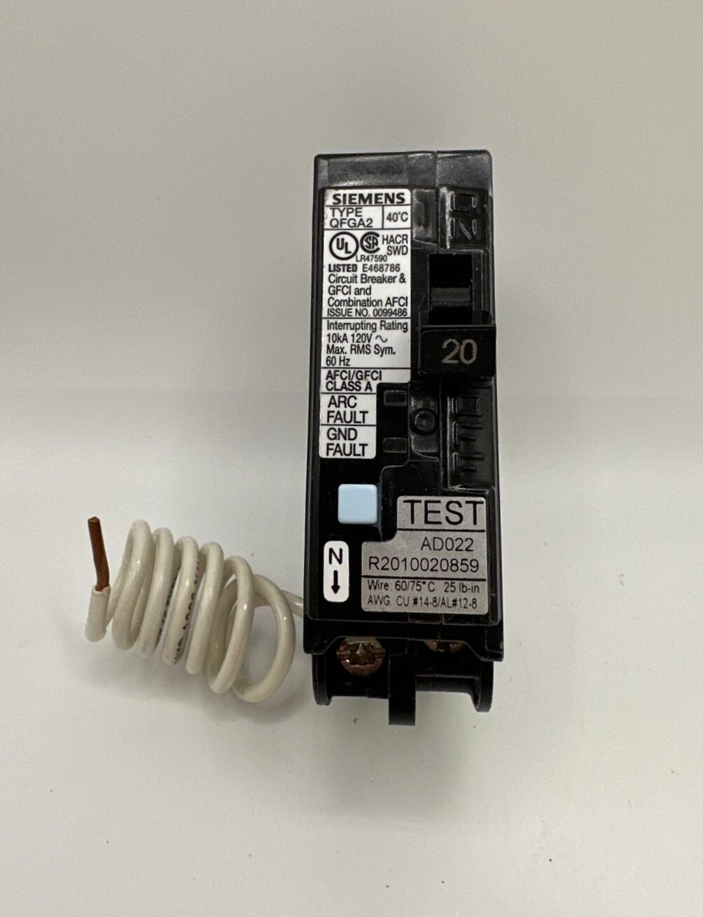 SIEMENS Q120DF DUAL FUCTION AFC/GFCI GFI COMBINATION CIRCUIT BREAKER ...