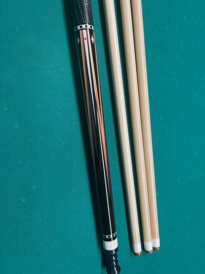 Beautiful Custom 8-pt Ebony cue by JD custom cues 3 shafts 8" extension ...