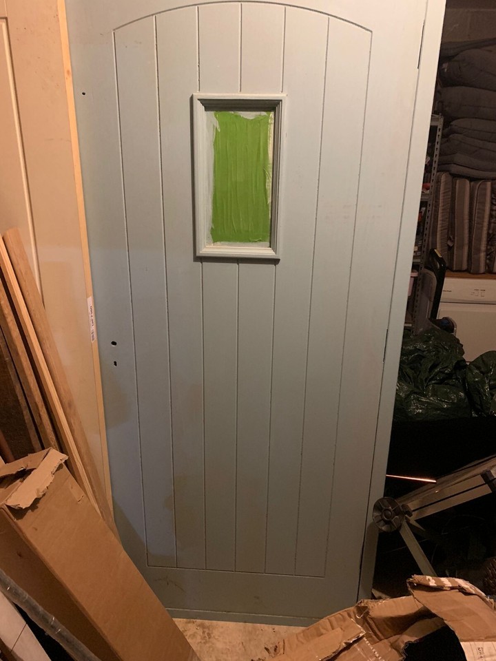 Howdens cottage oak frosted glazed external door and oak frame | eBay UK