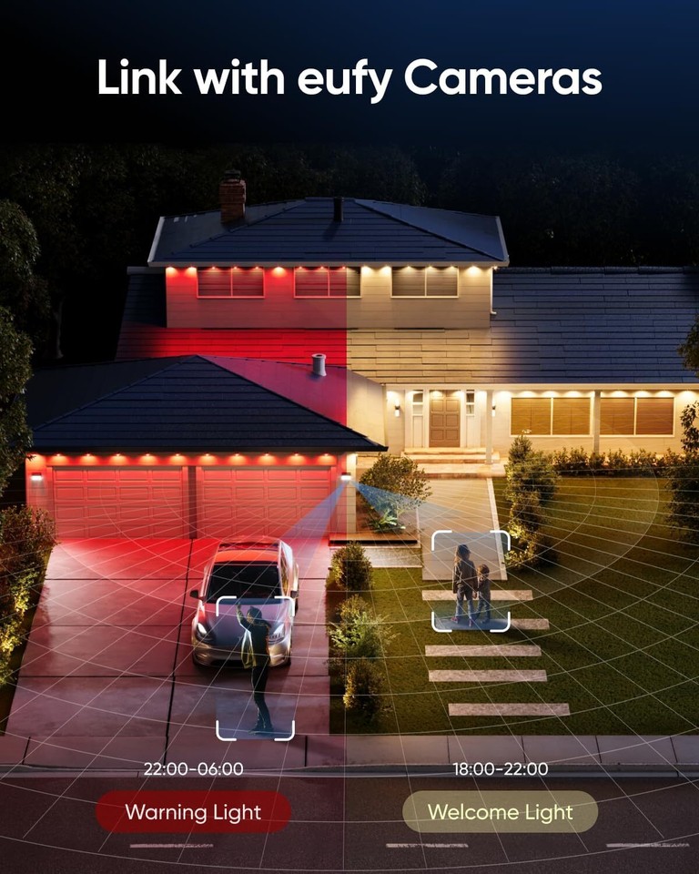 eufy Permanent Outdoor Light 100ft 60Dual-LED RGB App Control AI Light ...