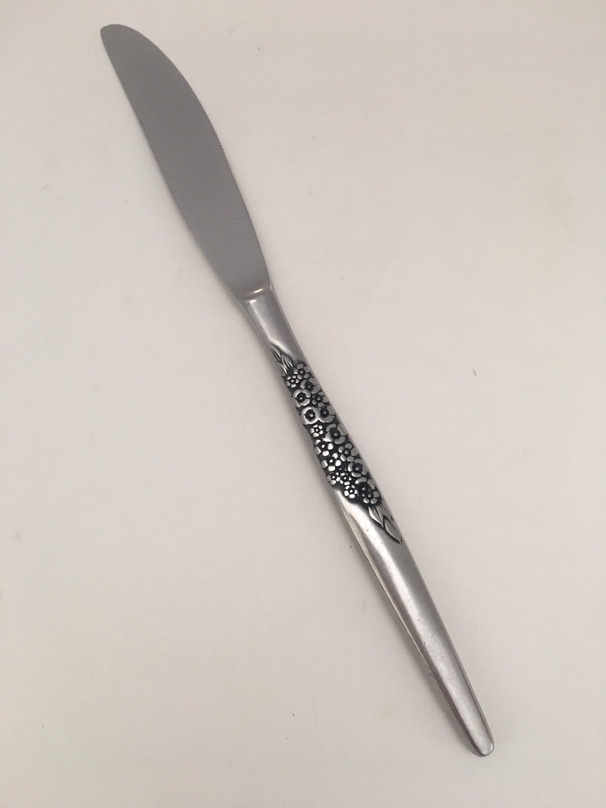 Interpur Stainless Satin Diagonal Floral Black Acc Tapered DINNER KNIFE ...