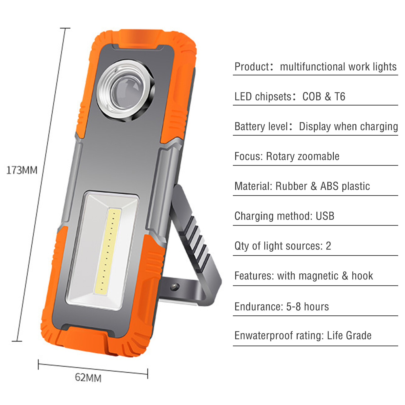 Magnet LED Arbeitsleuchte Akku Aufladbar Baustrahler Flutlicht ...