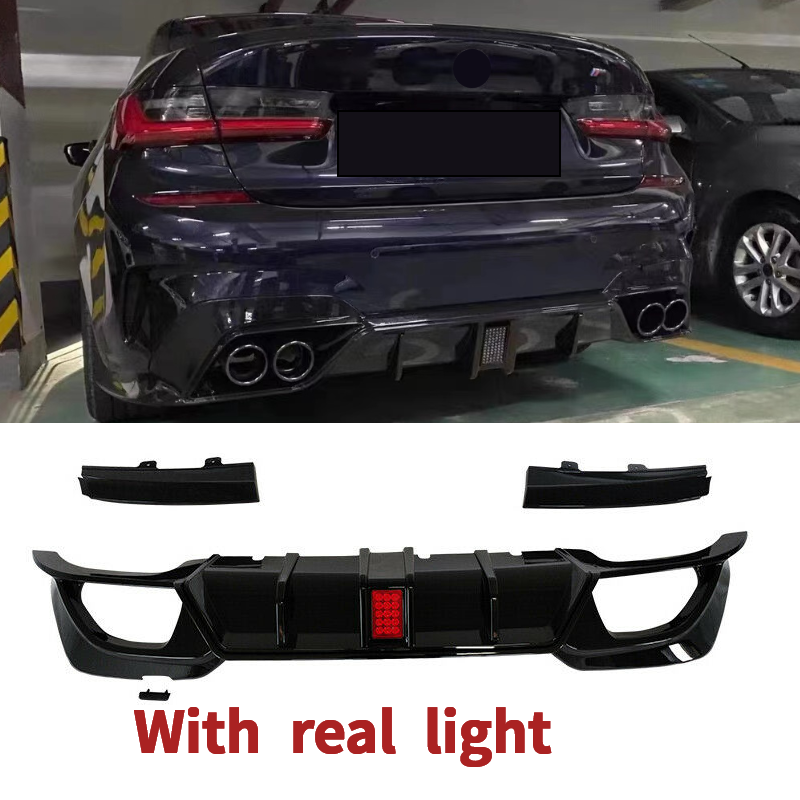 Fits 2019-2022 BMW G20 M Sport 330i M340i Gloss Black Rear Diffuser Lip ...