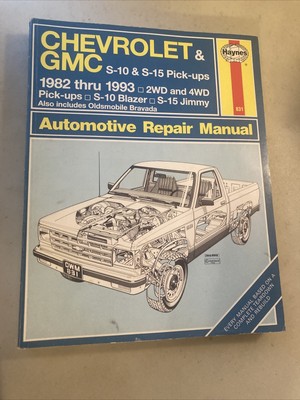 Haynes Auto Repair Car Manual Book CHEVROLET GMC S-10 S-15 Pick Ups 82 ...