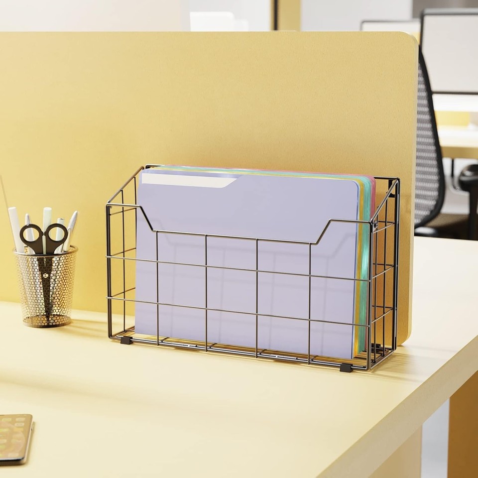 3 Pack Wall File Organizer, Mesh Hanging Metal Vertical Wall Mounted ...