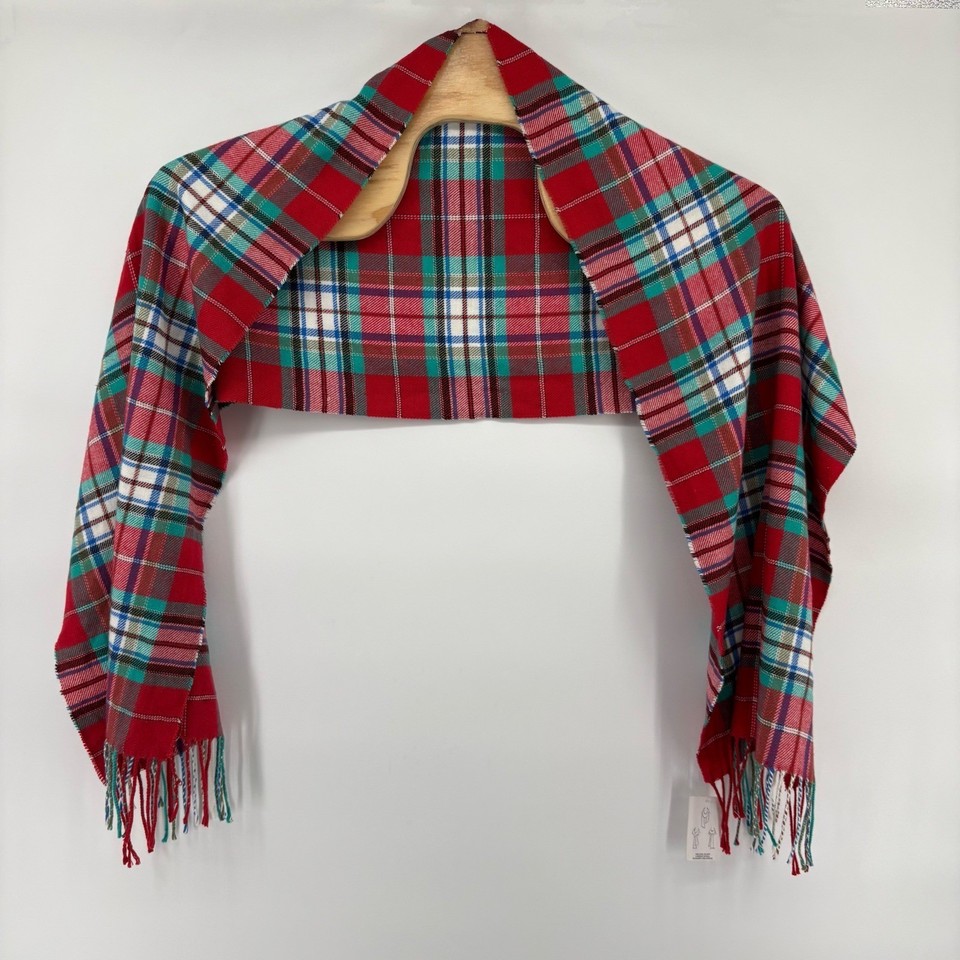 LANDS' END Plaid Scarf Red Green Acrylic Oblong Winter Anti Static ...