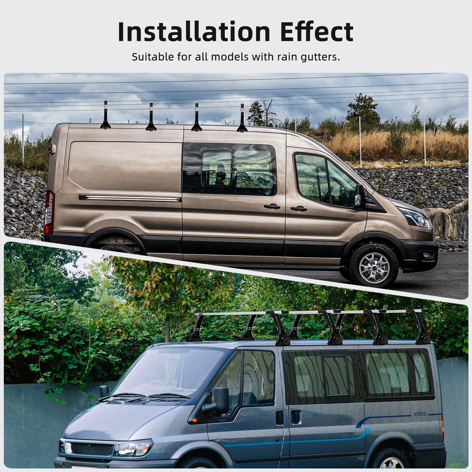 For Volkswagen Vanagon 63" Van Rain Gutter Roof Rack Cross Bars Cargo ...