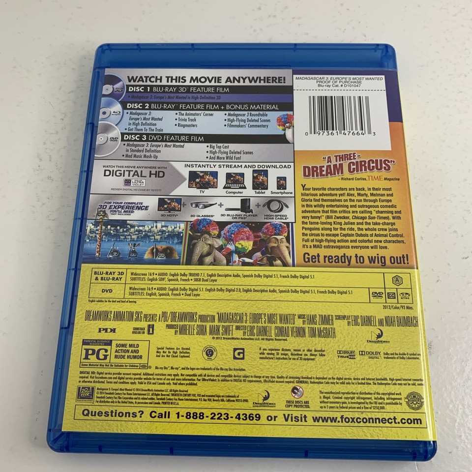 Madagascar 3: Europe's Most Wanted (Blu-ray 3D) 97361476643| eBay