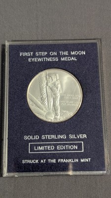 1969 Franklin Mint First Step on the Moon Eyewitness Silver Art Medal ...