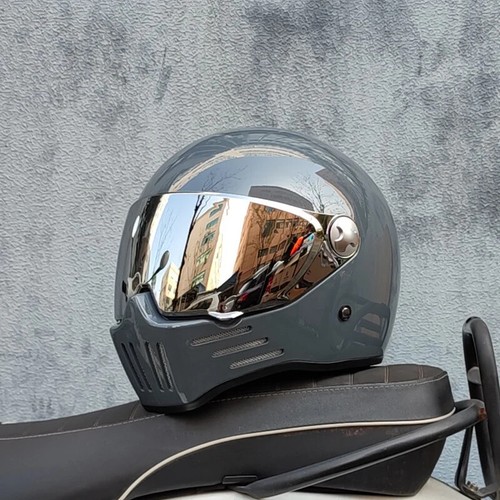 Retro Motorcycle Helmet Light Cruiser Full Face Motorbike Helmet DOT ...