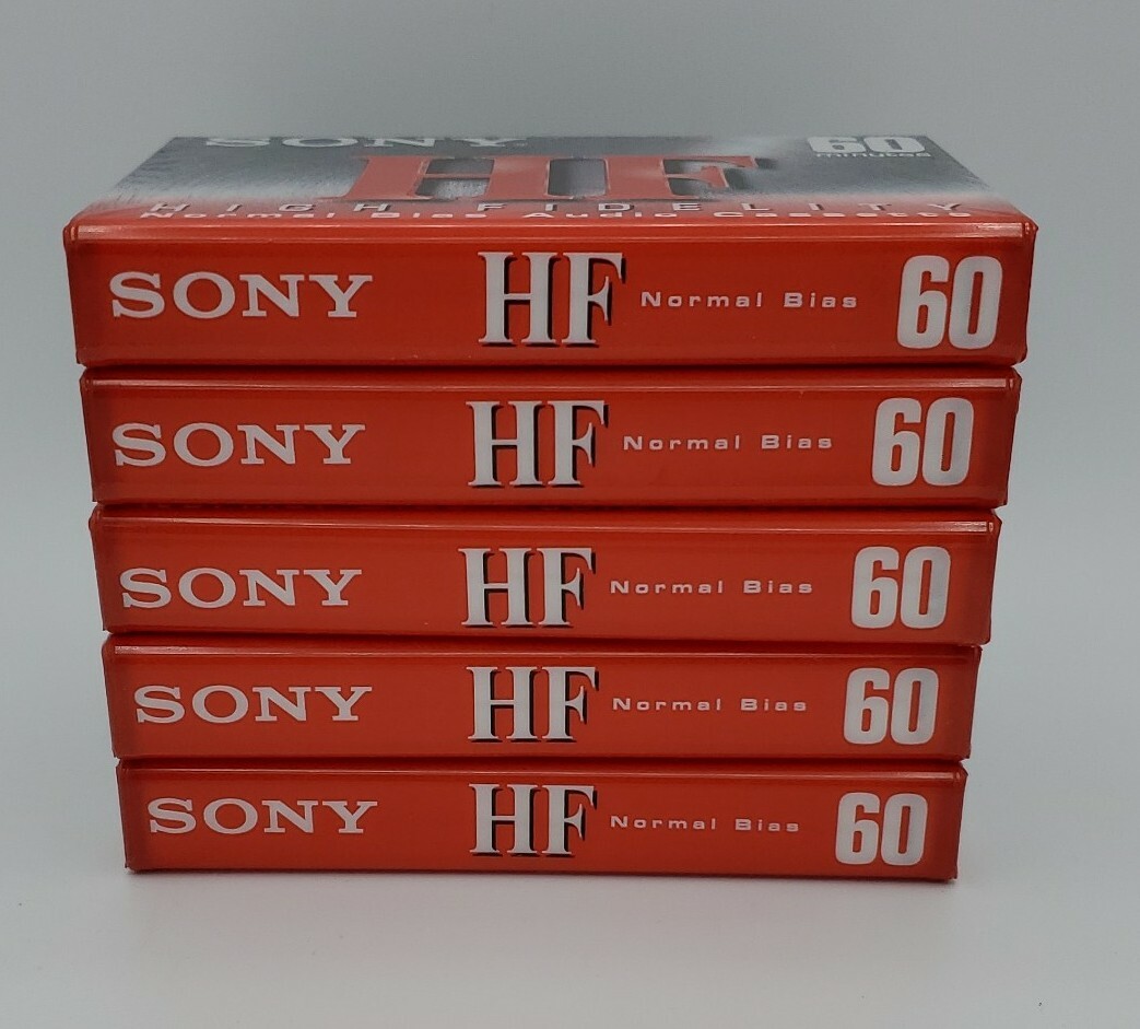 Sony HF 60 minutes Blank Cassette Tapes, C-60HFL, Lot of 5, New/Sealed ...