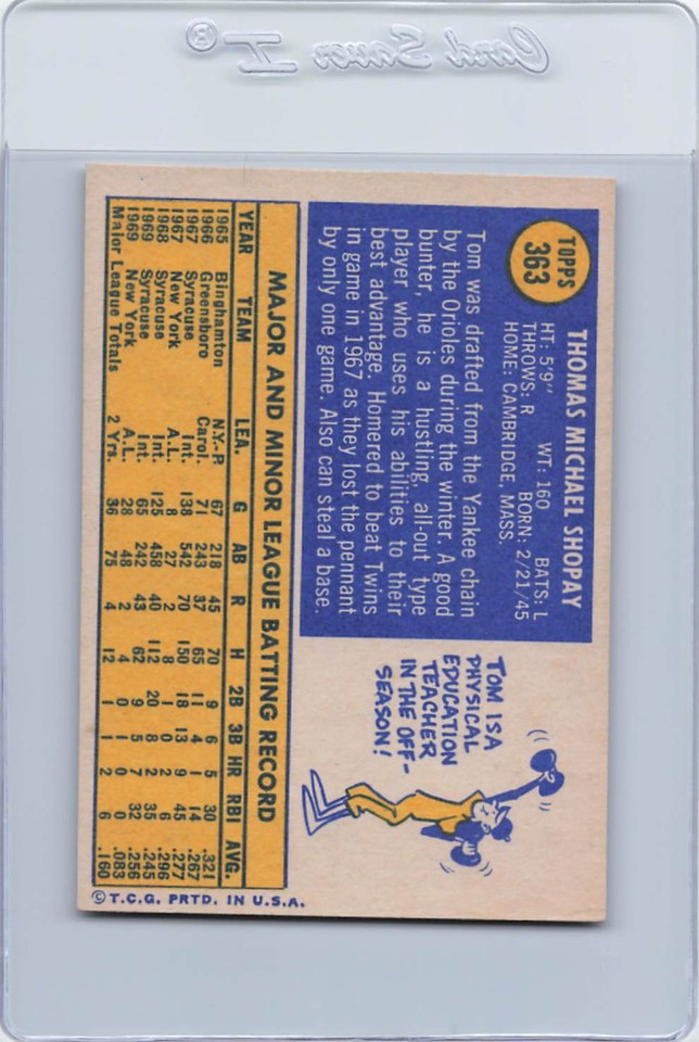 1970 Topps #363 Tom Shopay Orioles Signed Auto *G2487 | eBay