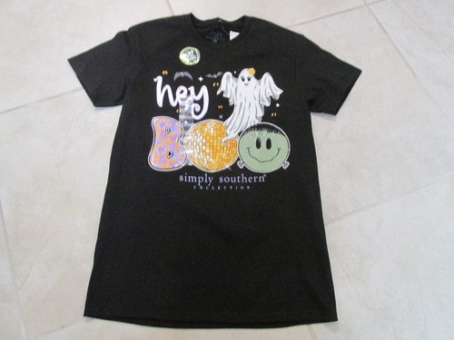NEW Simply Southern T-Shirt Size S Ghost HEY BOO Halloween GLOW IN THE ...