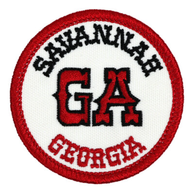Savannah Georgia Embroidered Patch Ivory/Dark Red Iron-On Sew-On Hat ...
