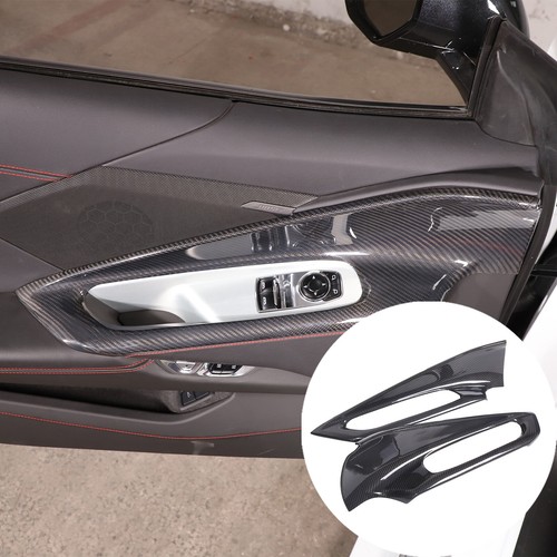 Real Carbon Fiber Side Door Panel Window Lift Cover Trim For Corvette ...