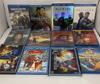 12 Blu-Ray DVD Lot Disney Matrix Hangover Beauty & The Beast Cinderella ...
