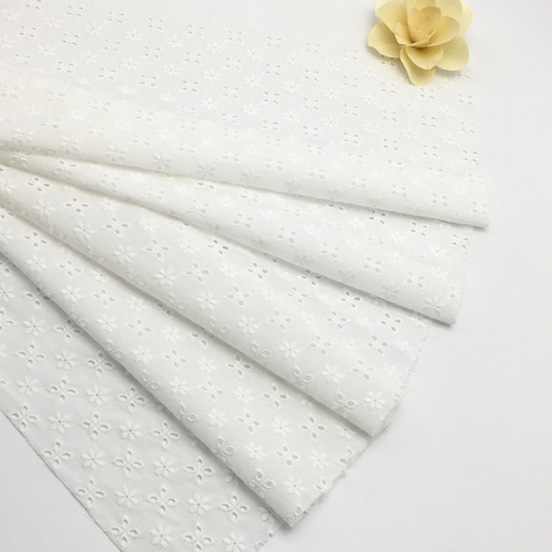 Embroidery Flower Eyelets Lace Cotton Fabric Dress Clothing Sewing ...