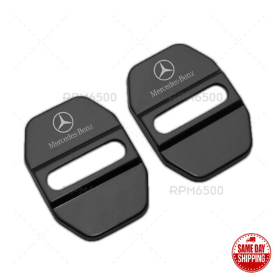 2X Stainless Steel Door Striker Cover Lock Buckle Cap AMG For Mercedes ...