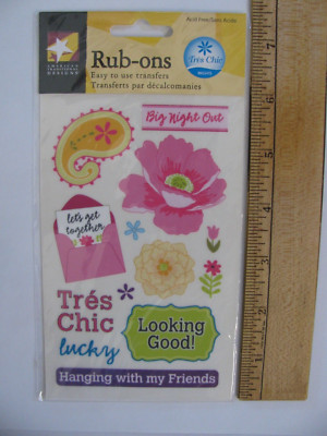 American Traditions Designs TRES CHIC Rub Ons Friends Flowers Looking ...
