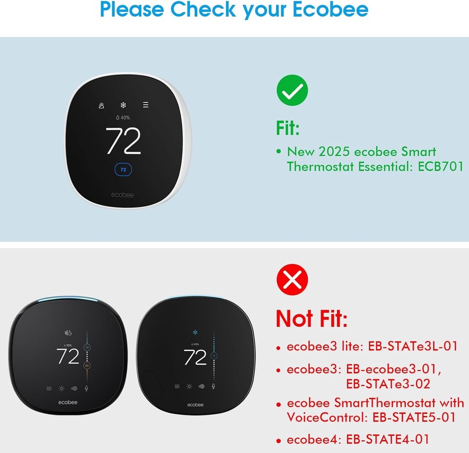 Wall Plate for 2025 ecobee Smart Thermostat Essential Thermostat Trim ...