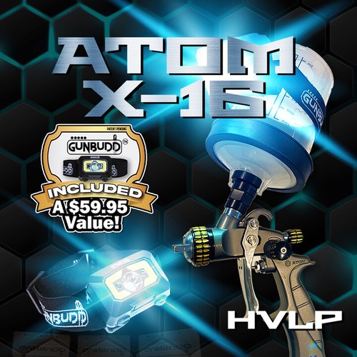 ATOM Mini X16 HVLP Auto Paint Air Spray Gun Gravity Feed 1.0/1.2/1.3/1. ...