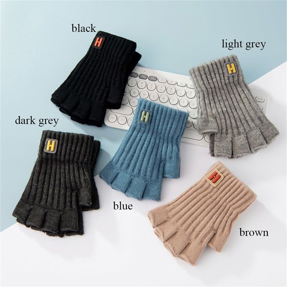 Knitted Half Finger Gloves Warm Short Mittens Writting Office | eBay
