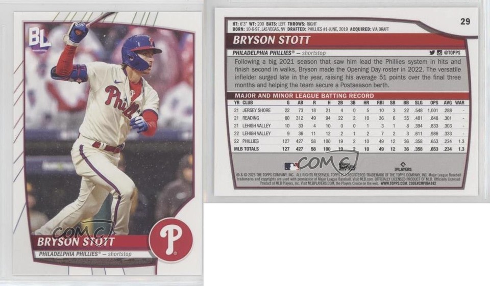 2023 Topps Big League Bryson Stott #29 w7v | eBay UK
