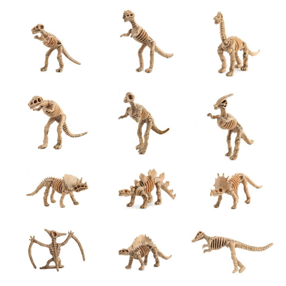 12pcs Dinosaur Toys Fossil Skeleton Simulation Model Set Mini Action ...