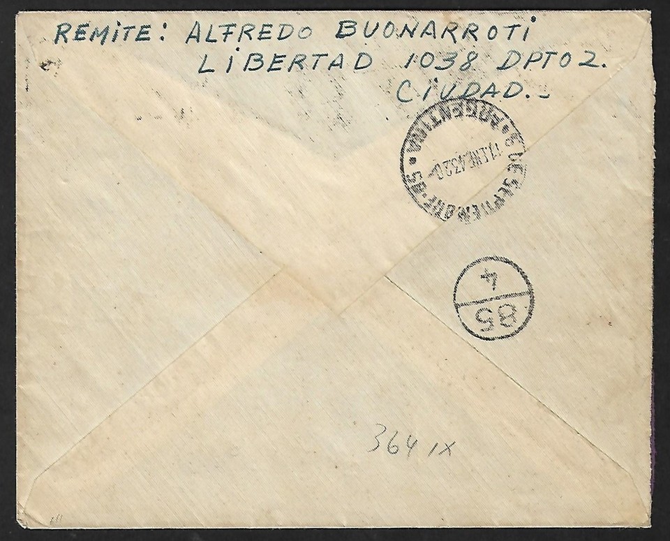 ARGENTINA FED. CAPITAL TO MORON PHONOPOSTAL SERVICE HAND PAINTED COVER ...