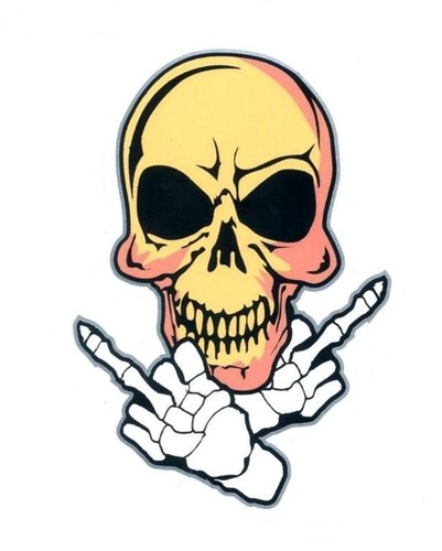 SKULL WITH DOUBLE MIDDLE FINGER HELMET STICKER LAPTOP STICKER TOOLBOX ...