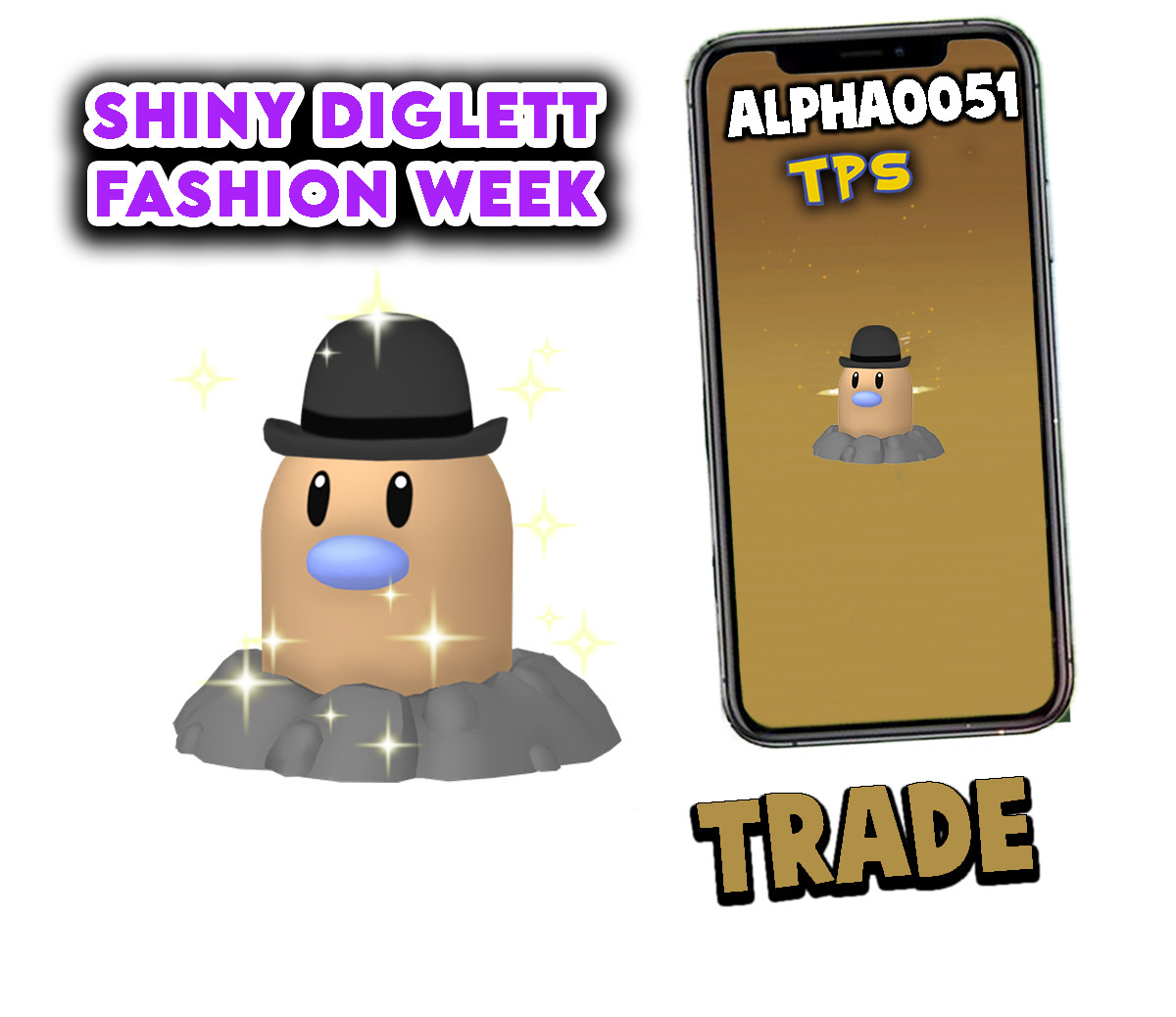 Pokemon Shiny Diglett Fashion Week Registered Trade or Ultra | eBay