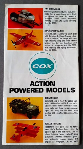 Cox Action Powered Models #11706 MINI CATALOG 1970 L M Cox ...