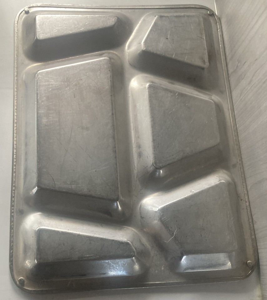 Vintage Military Stainless Steel Divided Chow Mess Food Tray Cafeteria ...